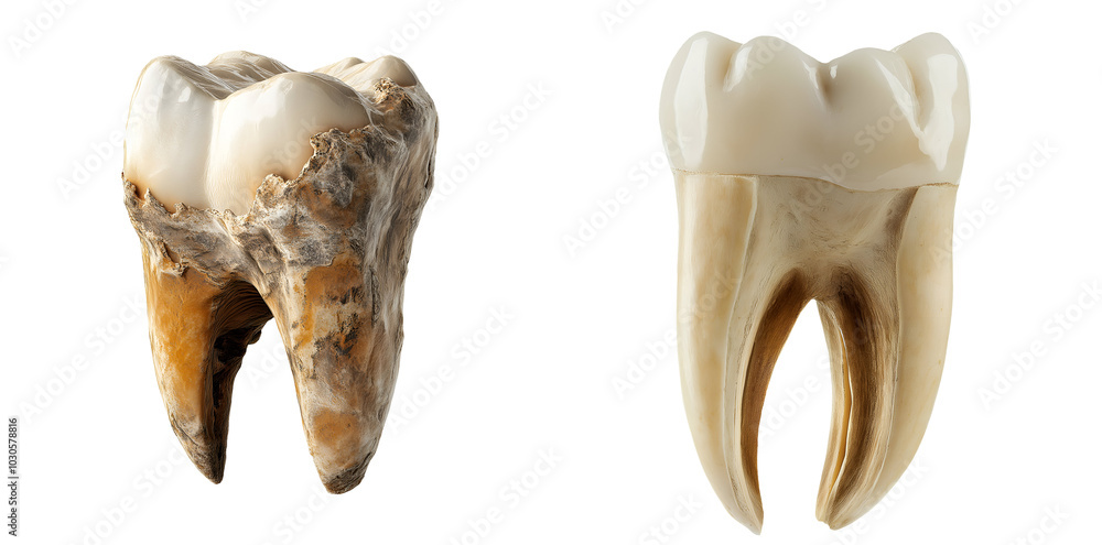 anatomical model of a canine tooth cuspid showing its structure and ...