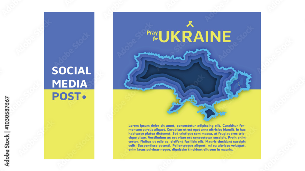 Social Media Post for Ukraine Completed with National Map Stock Vector ...