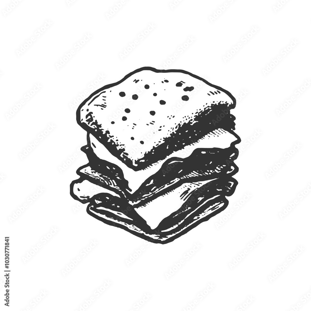 Hand-Drawn Pastry Illustration. A black and white, hand-drawn ...