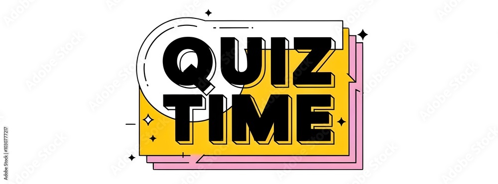 QUIZ TIME creative banner,minimalistic flat vector illustration,plain ...