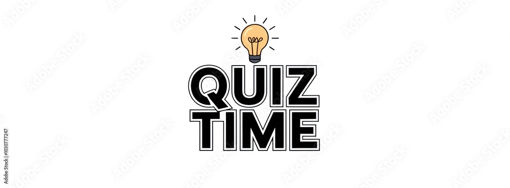 QUIZ TIME creative banner,minimalistic flat vector illustration,plain ...