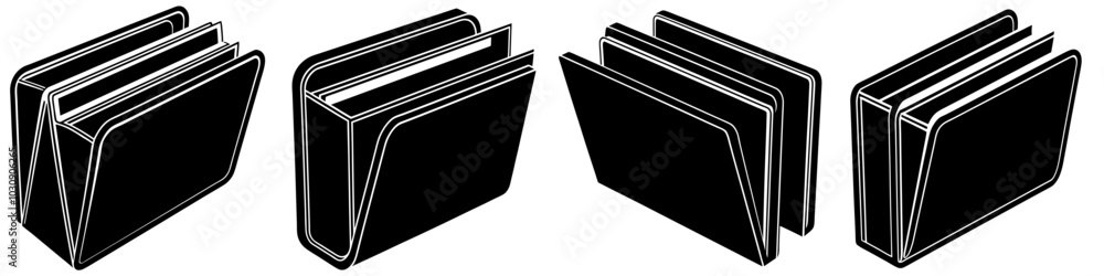 line art vector illustration collection of file folder with wood ...