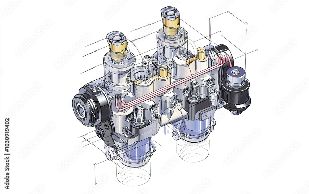Detailed diagram of a hydraulic valve system showing its components and ...