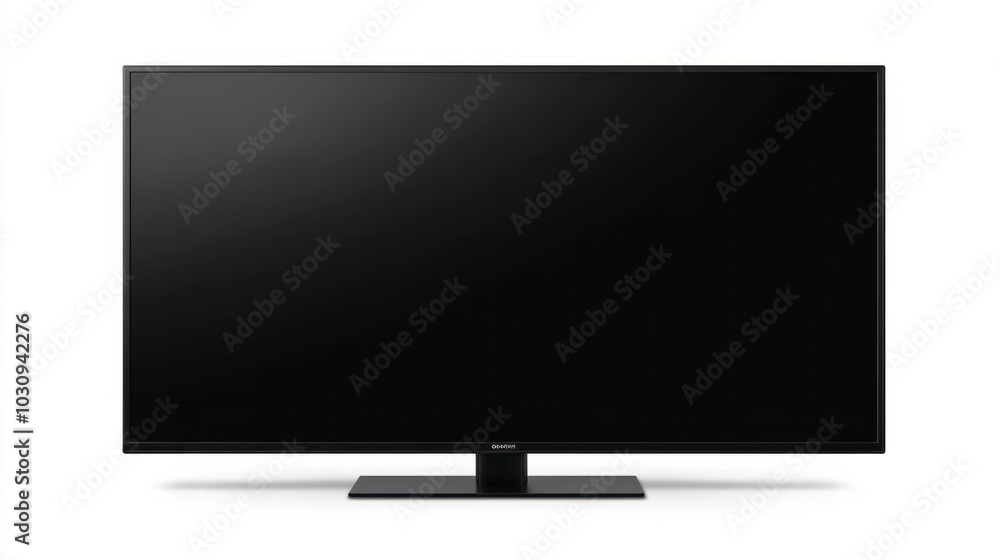 Black LED tv television screen blank isolated on transparent and white ...