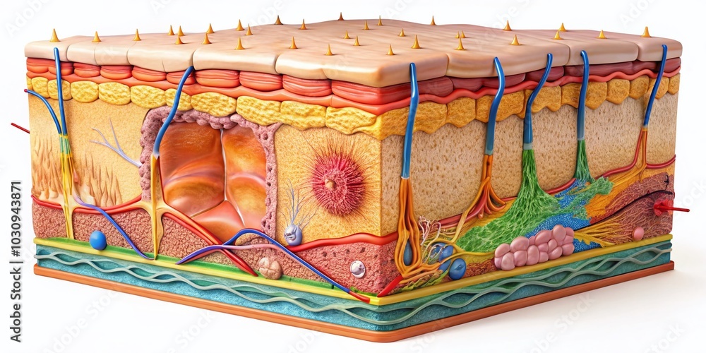 Detailed Integumentary System Skin Diagram for Educational Use in ...
