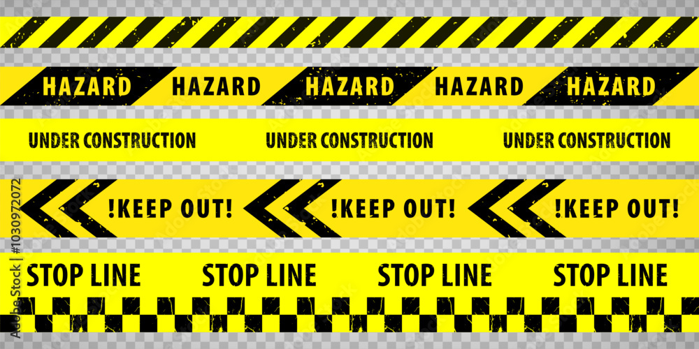 Black and yellow police stripe border, under construction, KEEP OUT ...
