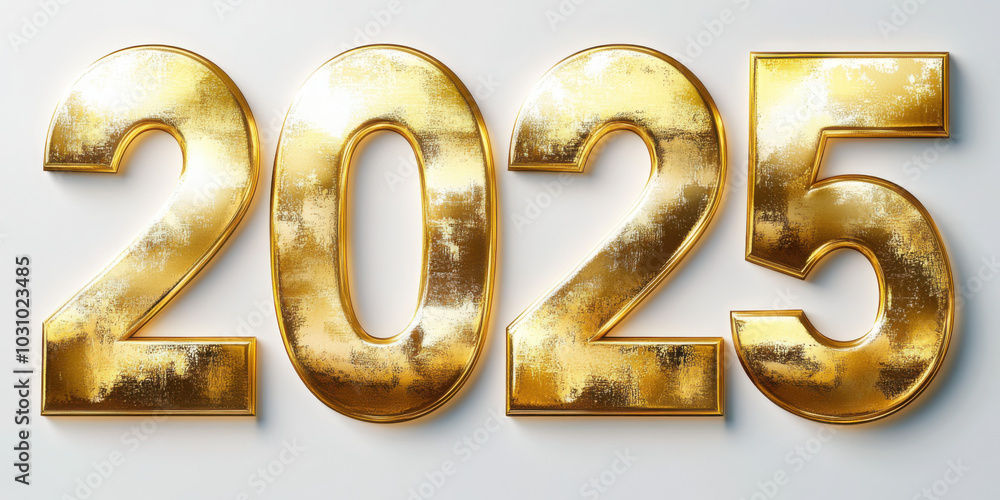Happy New Year 2025, Beautiful 2025 Numbers Made of Luxury Golden ...