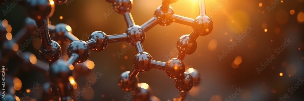 Abstract molecular structure with glowing background, symbolizing ...
