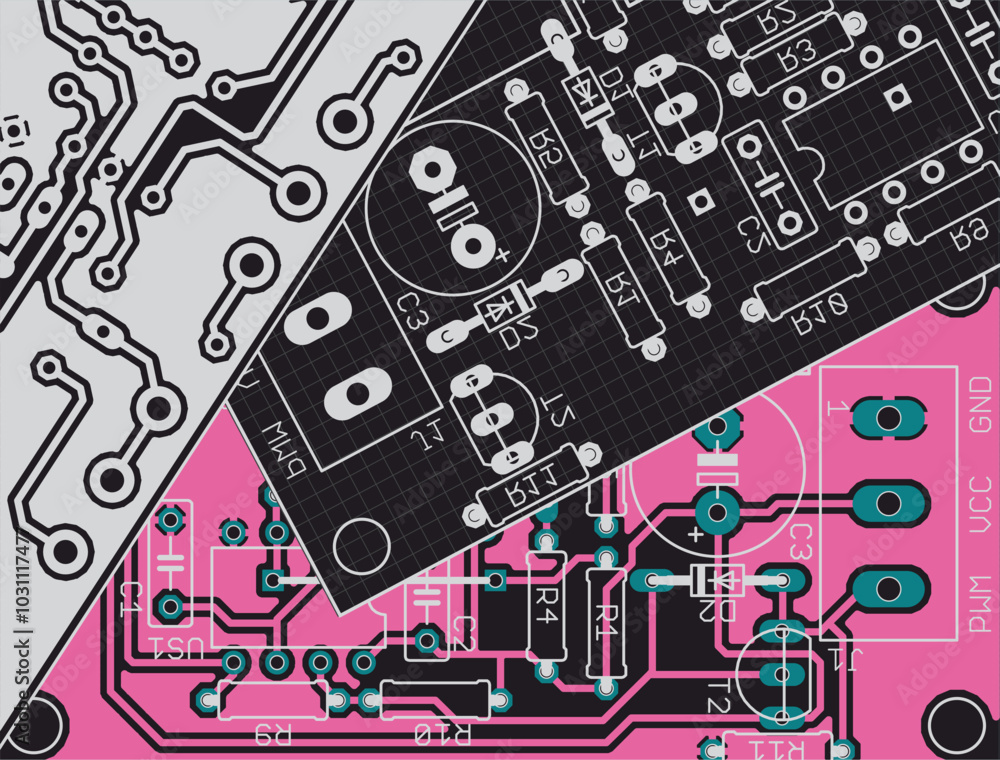 Electric background. Vector pcb pattern. Printed circuit board of ...