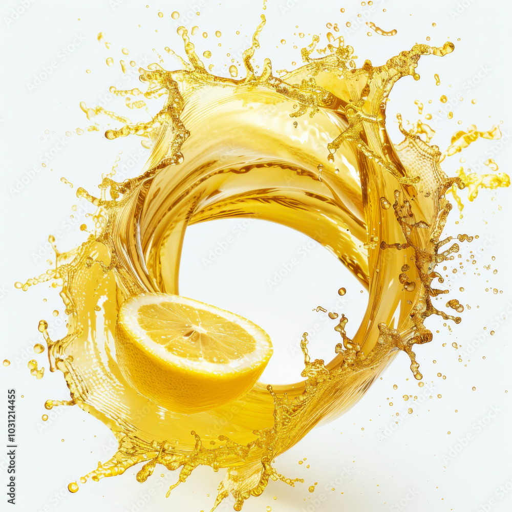 circular mango juice splash swirl, mango floating isolated white ...