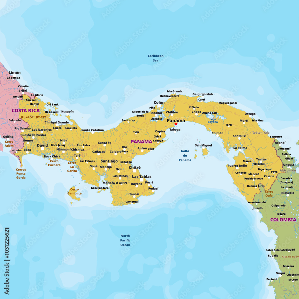 Simple political map of Panama Stock Vector | Adobe Stock