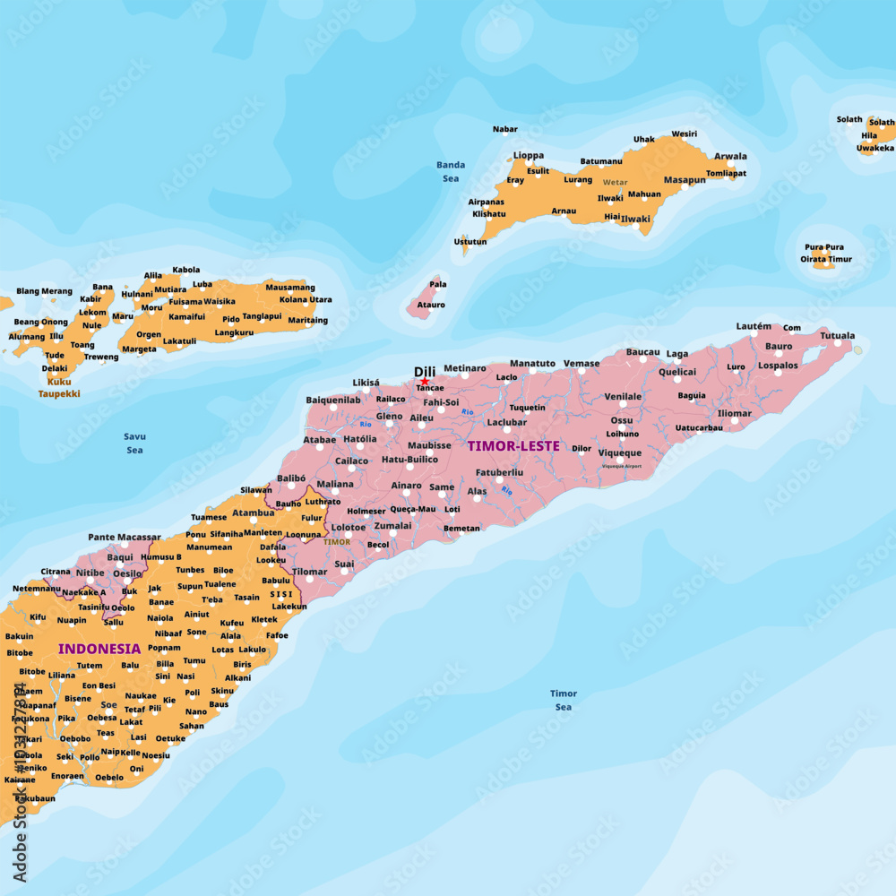 Simple political map of Timor-Leste Stock Vector | Adobe Stock
