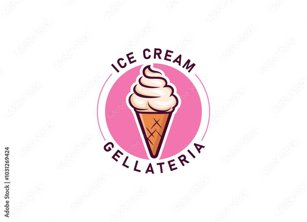 Ice Cream Logo Design. Ice cream shop logo badges and labels, gelateria ...