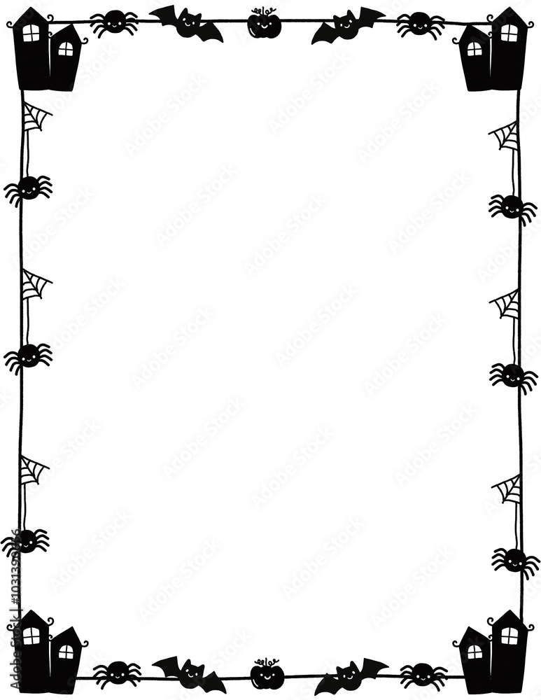 Ilustrace Halloween Worksheet Border, Halloween-Themed Frame for ...