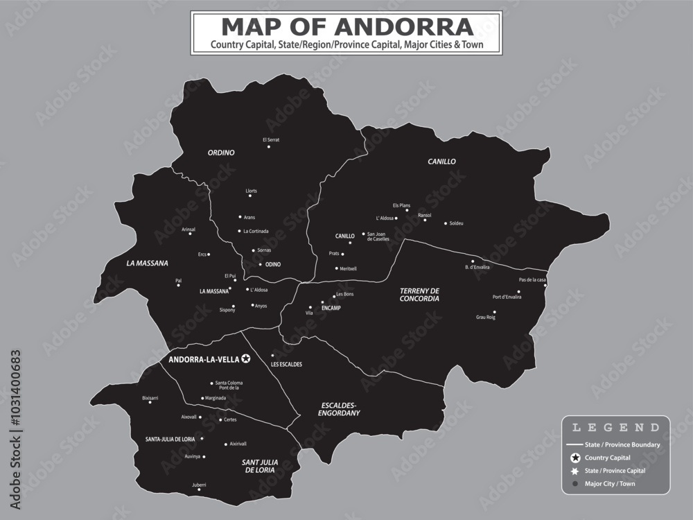 European Country Geography Political map. Political map of country with ...