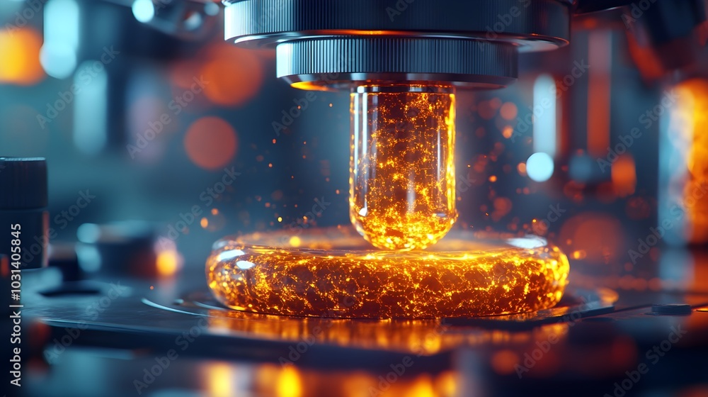 Abstract cellular structure of a stem cell, with metallic, shiny colors ...