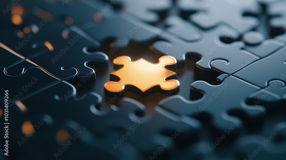Illuminated puzzle piece on dark background symbolizing problem-solving ...