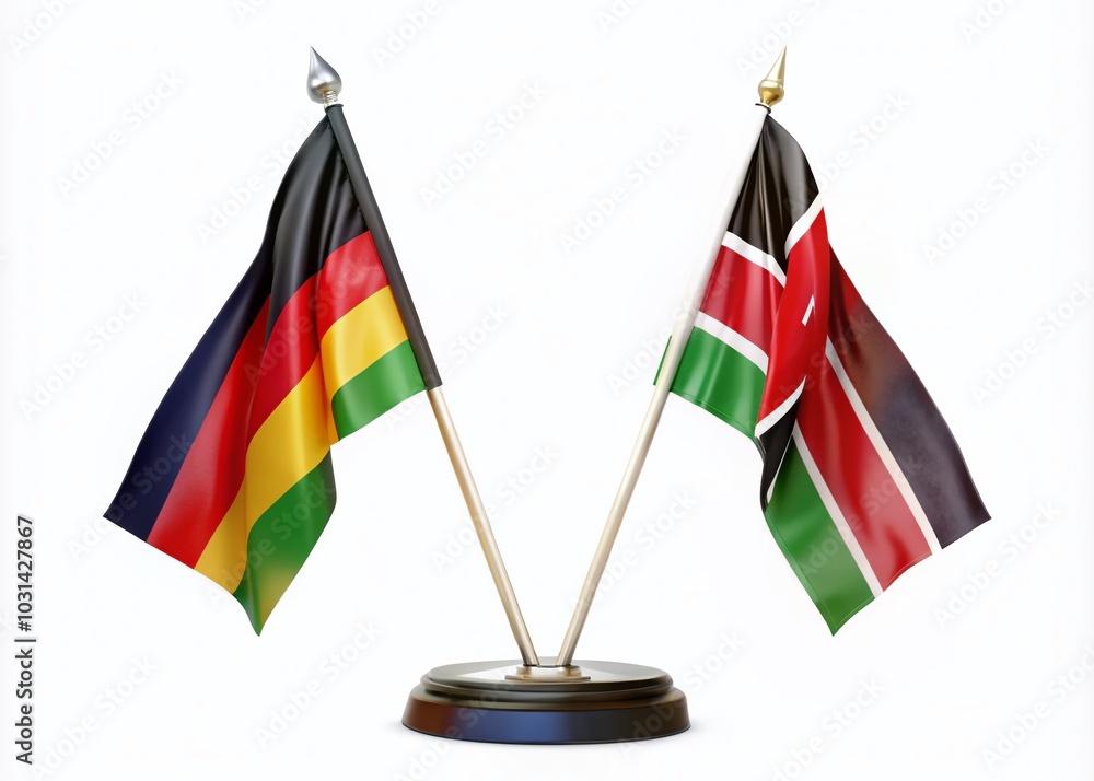 Germany and Kenya Flags on a Table - 3D Rendering with Long Exposure ...