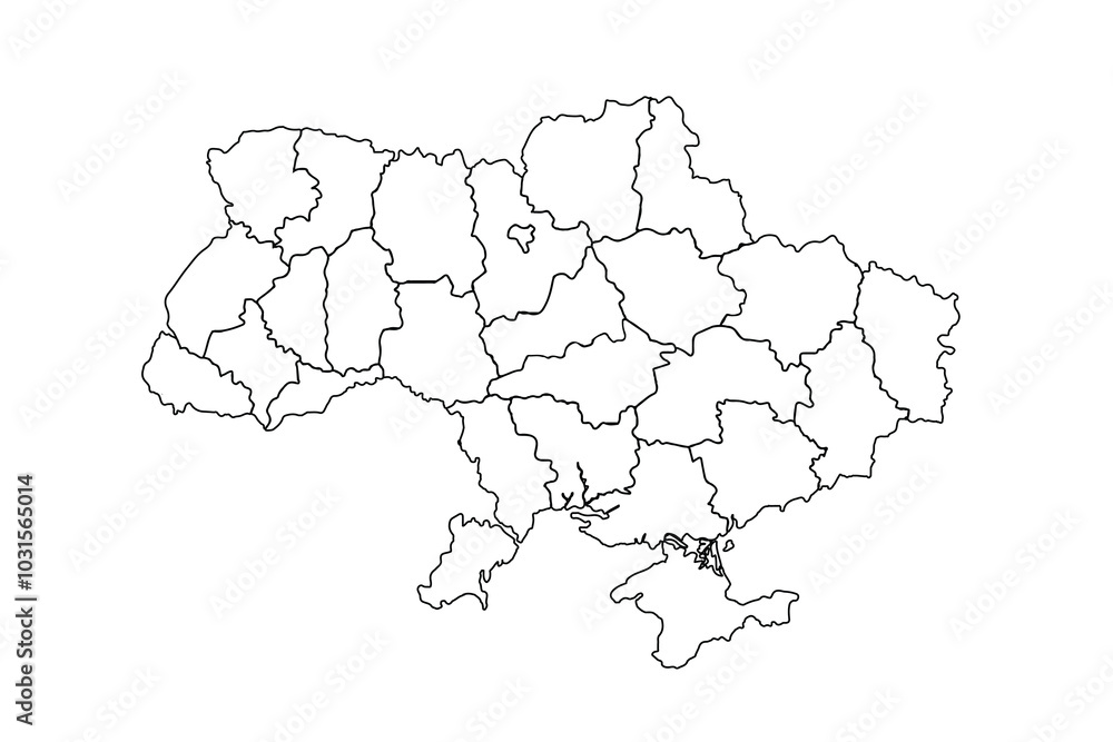 Ukraine map outline, linear doodle illustration. isolated on white ...