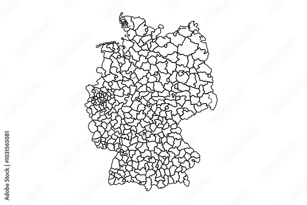 German map outline, linear doodle illustration. isolated on white ...