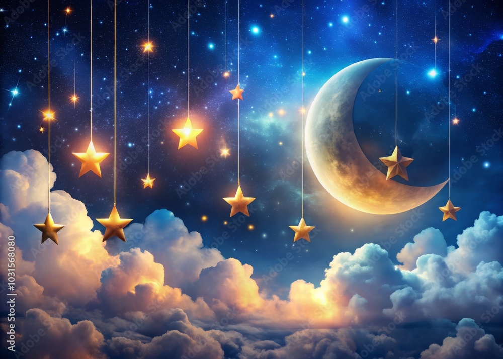 Vertical Moon and Stars Glowing Night Sky Motion Background for Kids ...