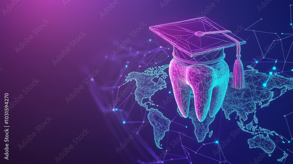 Ilustración de Stock This design shows a graduation cap with a tooth on ...