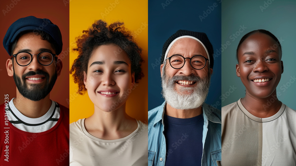 multi-colored set portraits of people from different countries ...