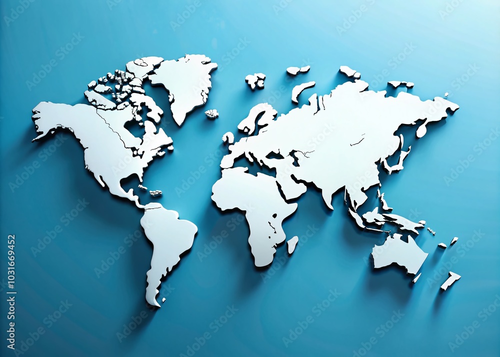 Stunning White 3D World Map for Modern Design Projects, Illustrations ...