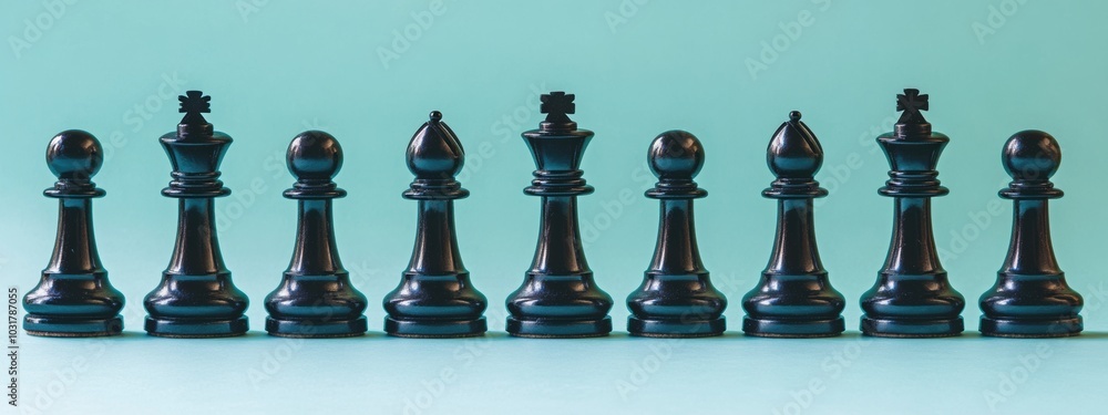 Strategic Alignment of Chess Pieces, a uniform array of chess pieces ...
