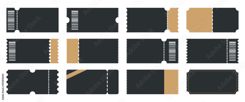 Set of empty coupons. A template for a ticket, voucher, discount coupon ...