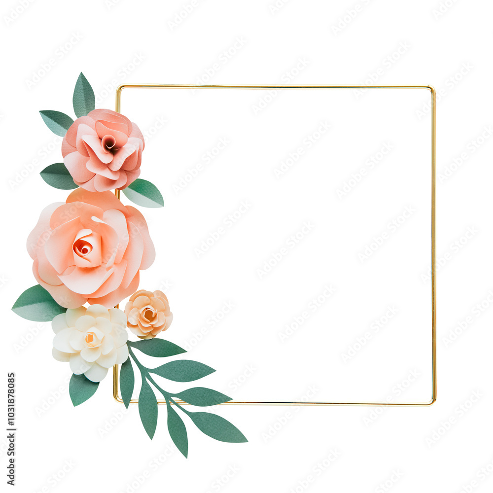 Flower gold frame png sticker, transparent background Stock ...