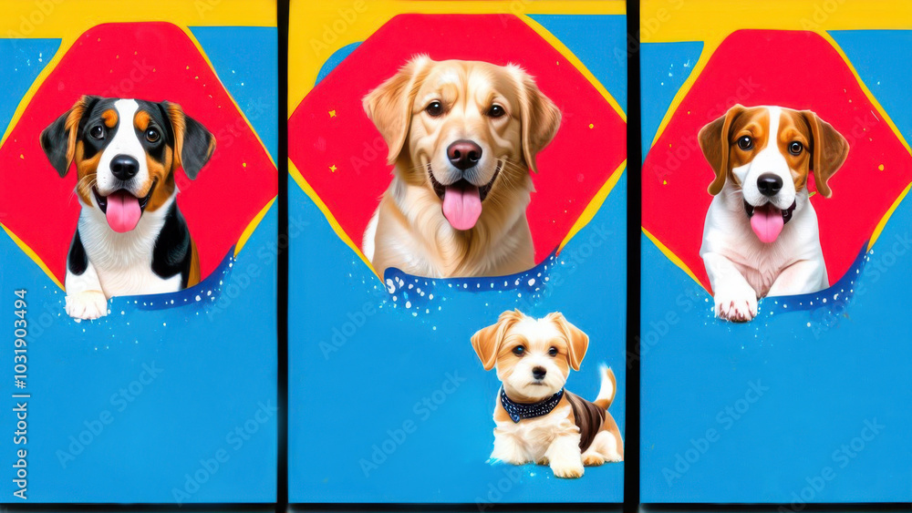 Event vertical posters template with Dogs different breeds. Celebration ...