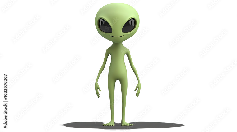 Happy green alien monster character in a cute cartoon style, featuring ...