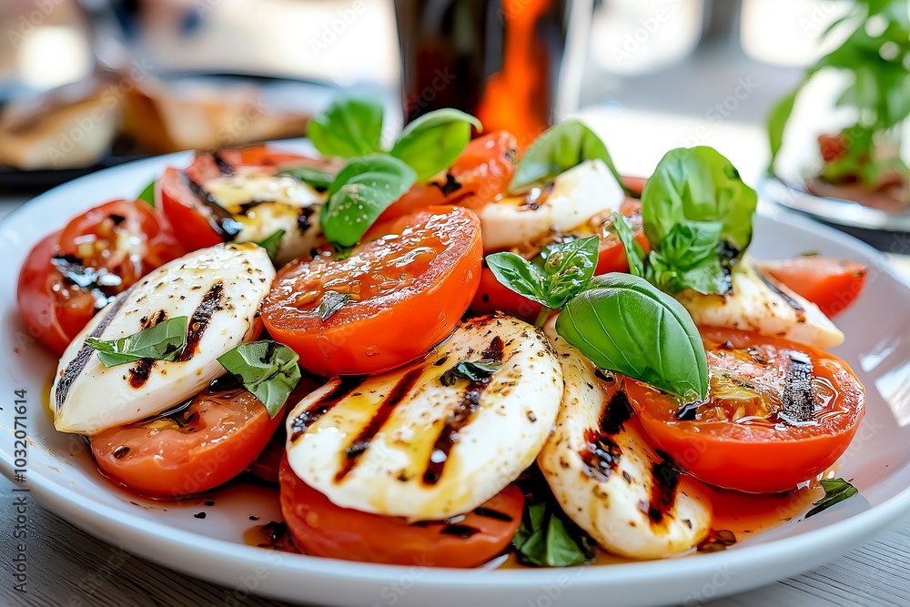 A Fresh Caprese Salad With Mozzarella, Tomatoes, and Basil, Served in ...