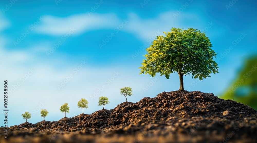 Roadmap showing the stages of a tree's growth, from a sapling to a ...