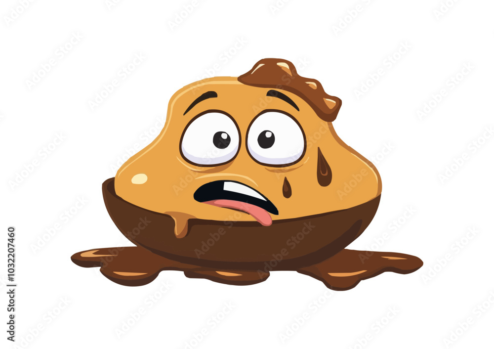 Cartoon poop emoji. Funny poo excrement character. Isolated vector sad ...