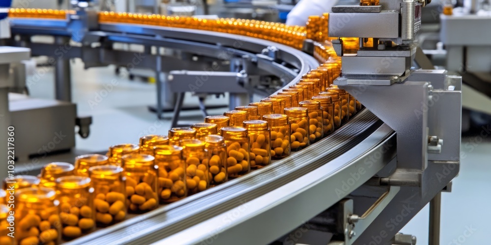Pharmaceutical Production Line Showcase: Medicine Bottles in Motion on ...
