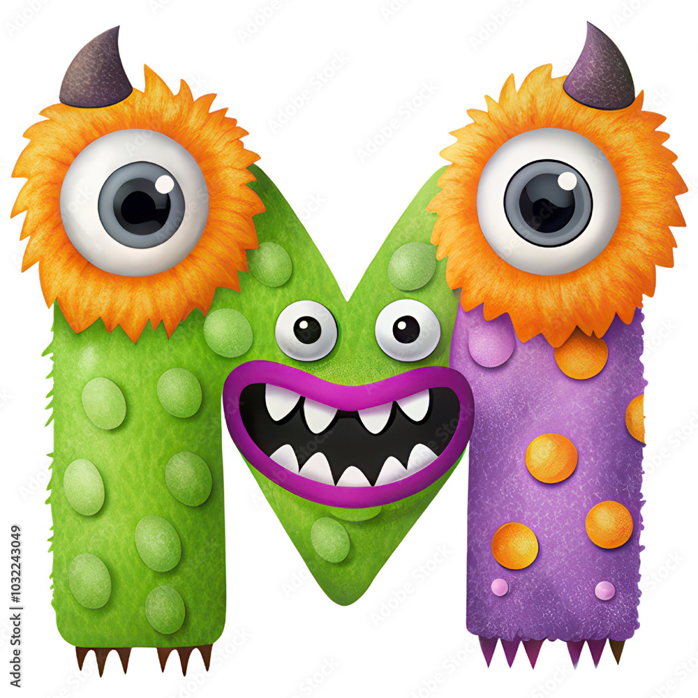 Letter M Monster Alphabet Letters Numbers with Cute Colorful Characters ...