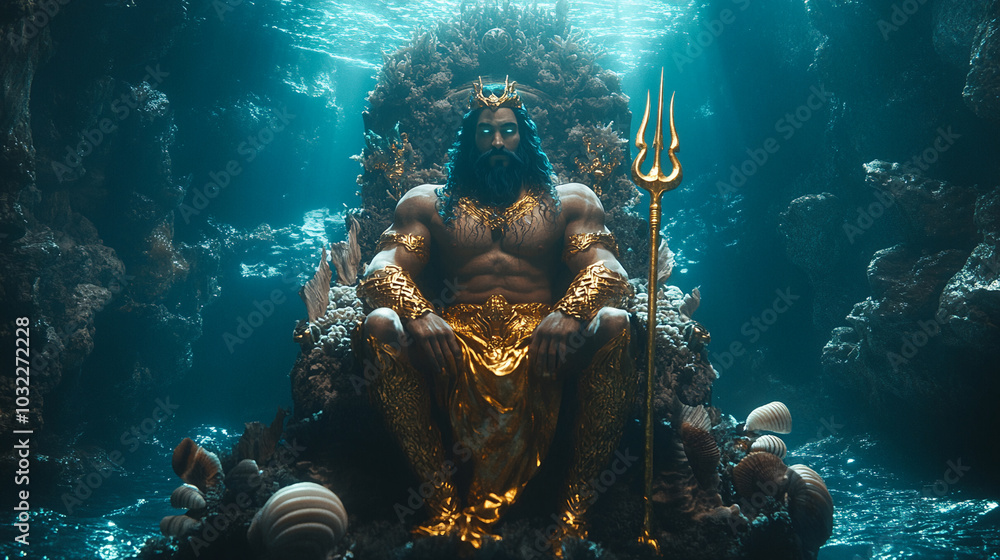 Poseidon, god of the seas and water, Greek mythology, the Olympian ...