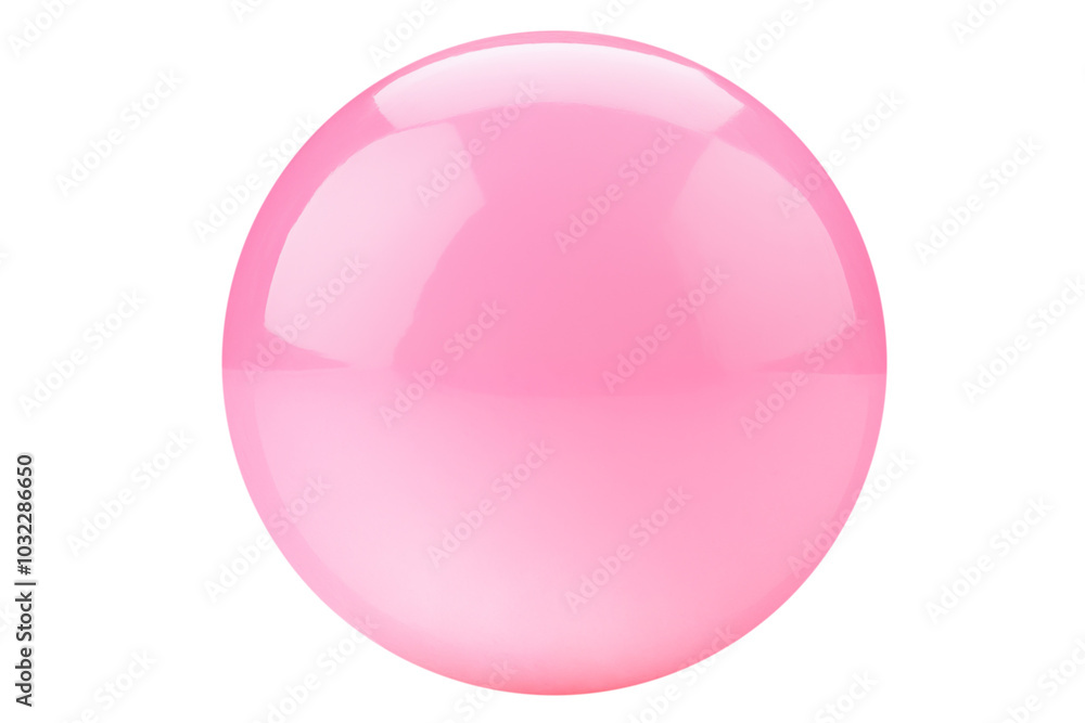 Puffed round pink chewing gum isolated on a transparent background ...