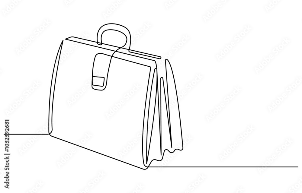 Briefcase as one line continuous outline vector illustration. Line art ...