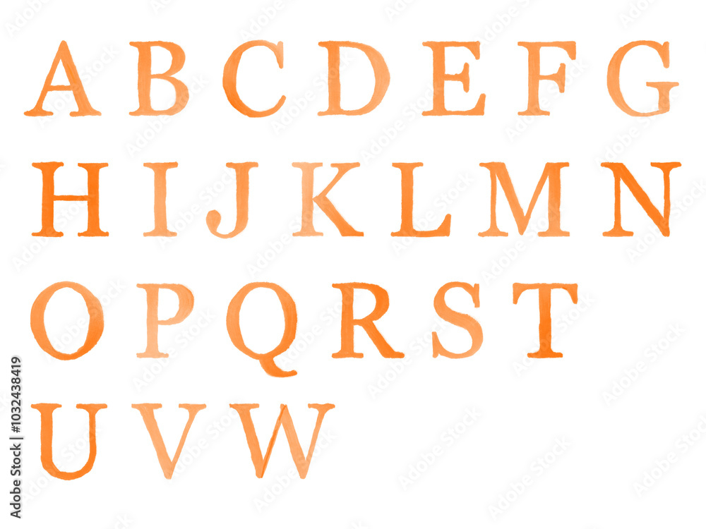 alphabet on a transparent background, translucent letters, times new ...