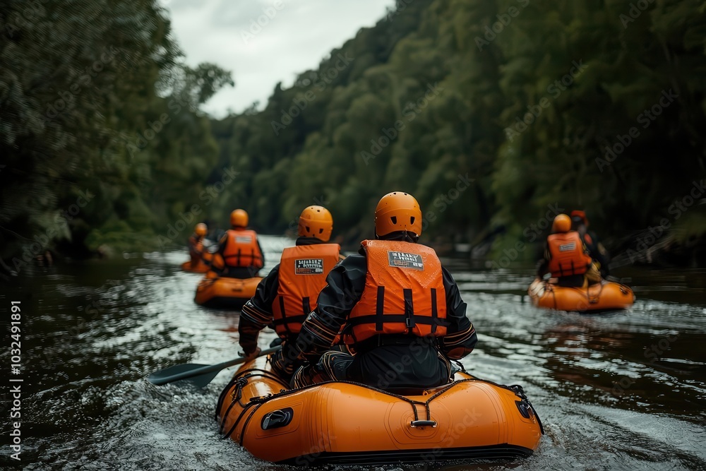 Rescue teams navigating through floodwaters in boats, helping stranded ...