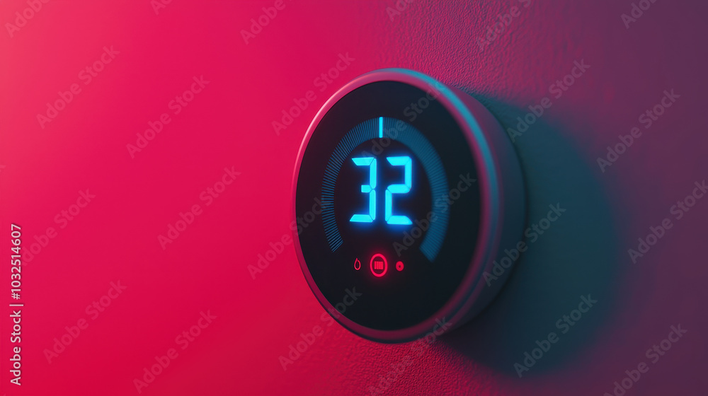 Smart thermostat displaying temperature settings in modern home ...