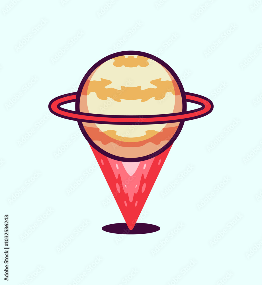 Colorful Planet with Rings Cartoon vector illustration sign symbol for ...