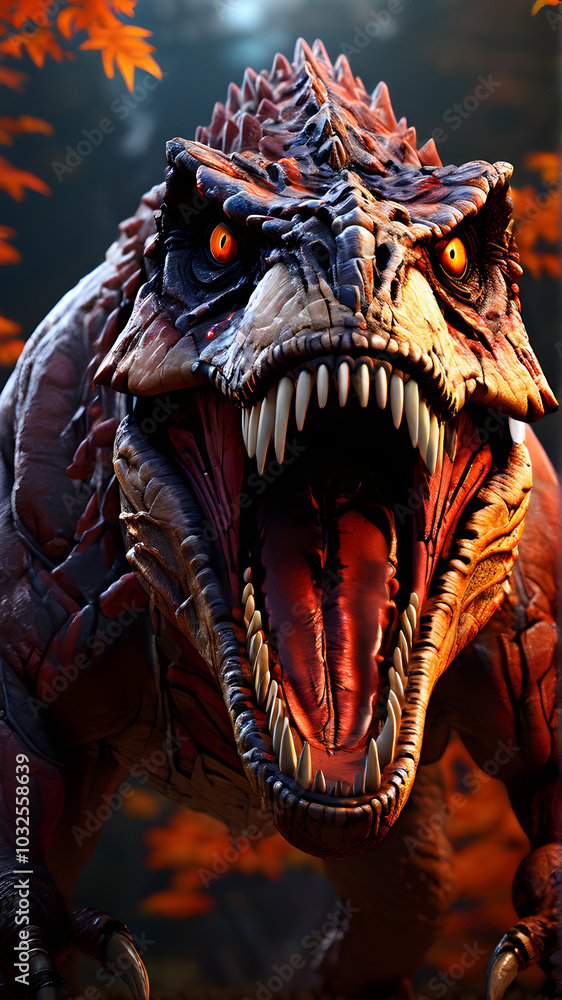 Tyrannosaurus rex T-rex dinosaur mouth roaring Prehistoric Extinct ...