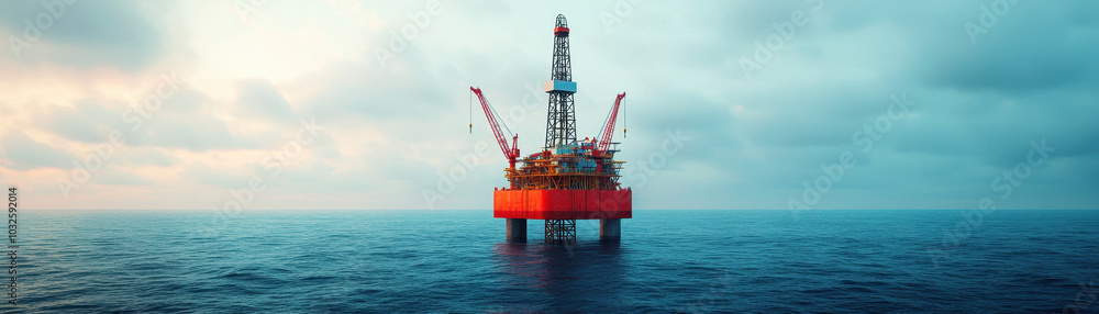 Offshore drilling rig in ocean, showcasing industrial engineering and ...