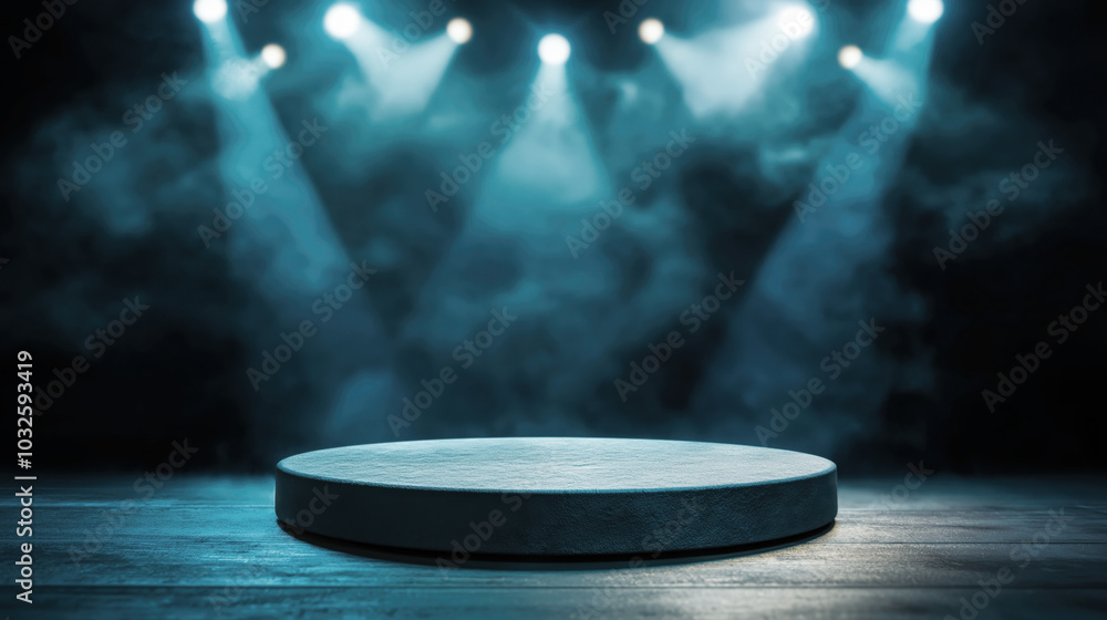 Dramatic stage with spotlight and fog effects Stock Photo | Adobe Stock