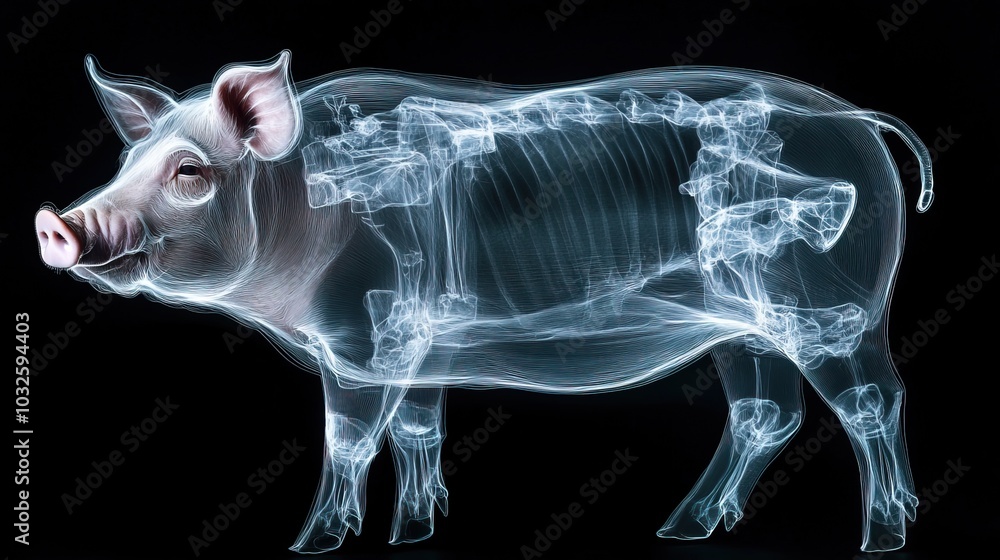 pig Xray with digital technology overlay Stock Illustration | Adobe Stock