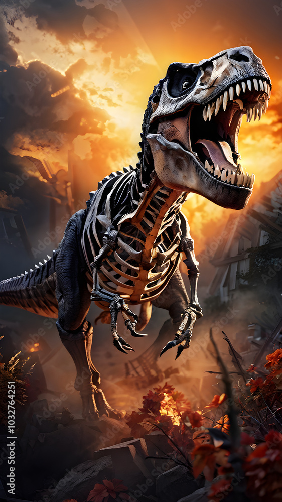 Zombie Tyrannosaurus rex T-rex skeleton fossil dinosaur ghost for ...